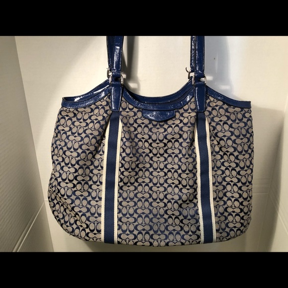 Coach | Bags | Coach Blue Signature Canvas Tote | Poshmark